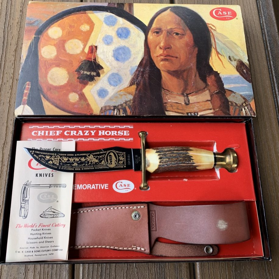 Case XX Chief Crazy Horse 7 dot 1983 Stag Bowie Knife - Old Pocket Knives