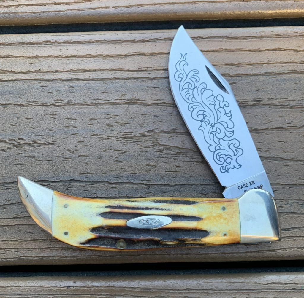 Case XX 5172 Blue Scroll 1977 Big Clasp Knife “Bulldog” - Old Pocket Knives