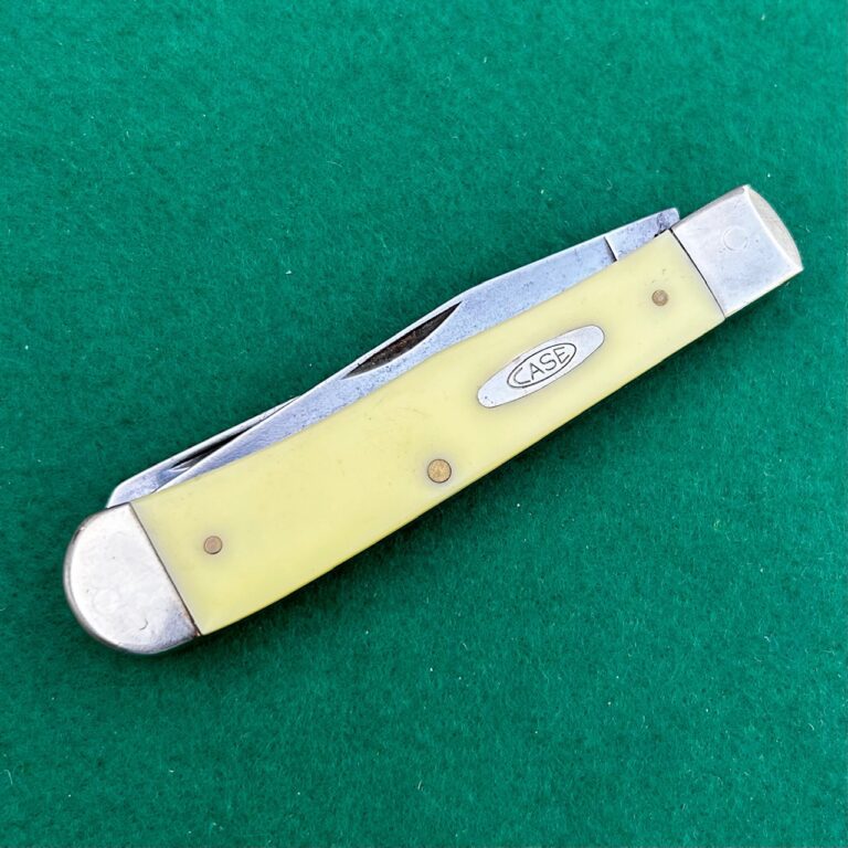 Case XX USA 3254 CV 2002 Trapper Yellow Handle Knife - Old Pocket Knives